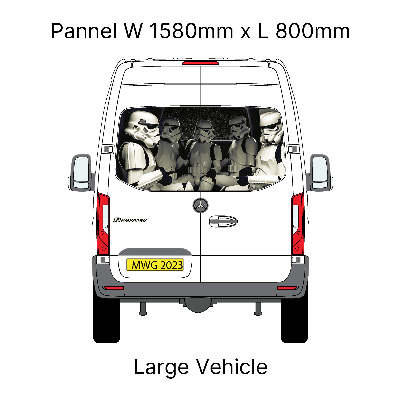 Storm Trooper Rear Van Graphics Decal – Coloured Screws