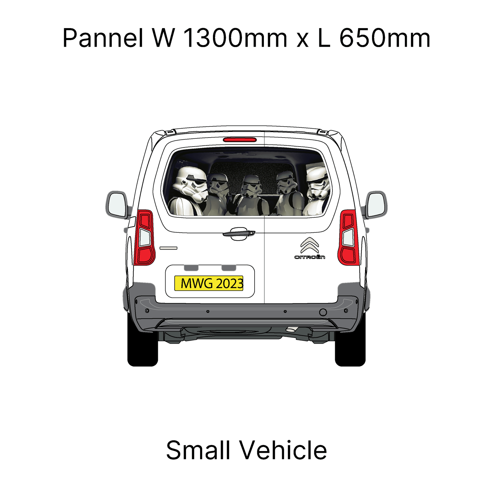 Storm Trooper Rear Van Graphics Decal – Coloured Screws