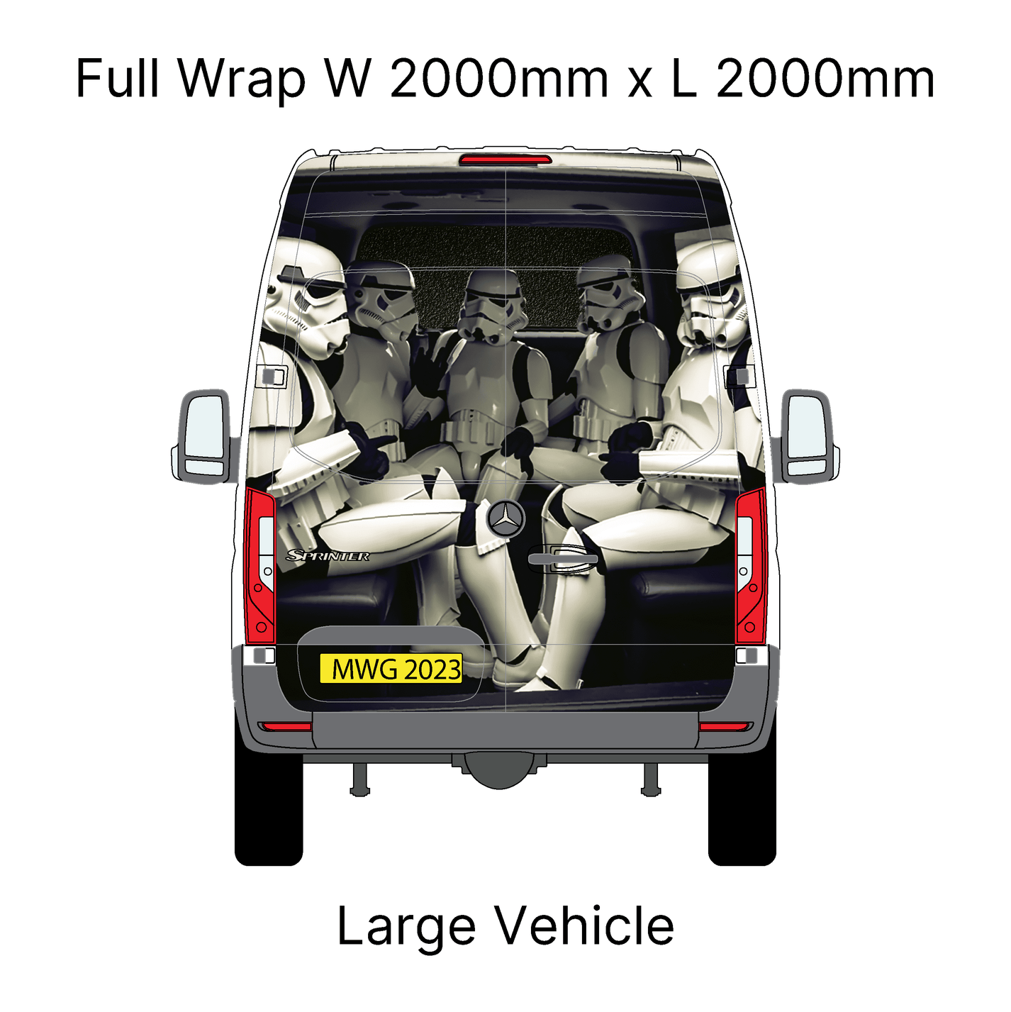 Storm Trooper Rear Van Graphics Decal – Coloured Screws